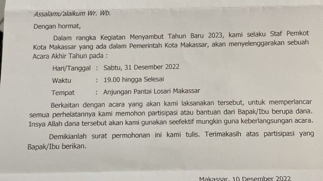 Waspada! Proposal Palsu Permintaan Bantuan Atas Nama Wawali Makassar ...